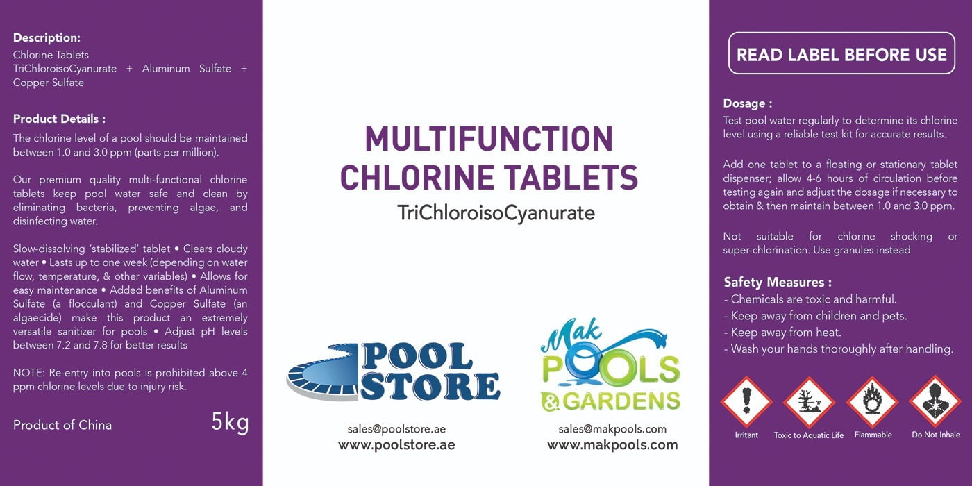 Multifunction Chlorine Tablets - Pool Chemicals - PoolStore.ae