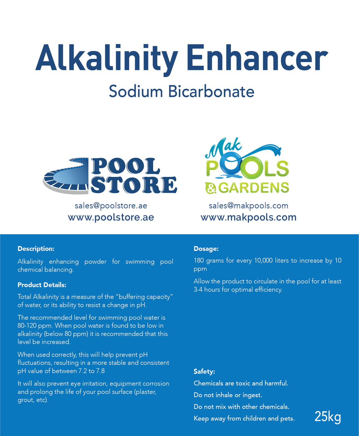 Alkalinity Enhancer - 25kg - Pool Chemicals - PoolStore.ae